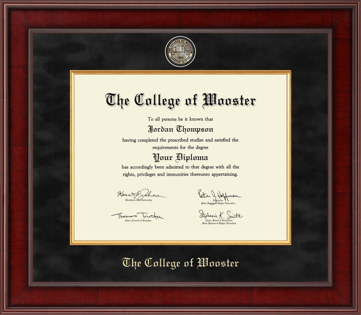 The College of Wooster Presidential Masterpiece Diploma Frame in ...