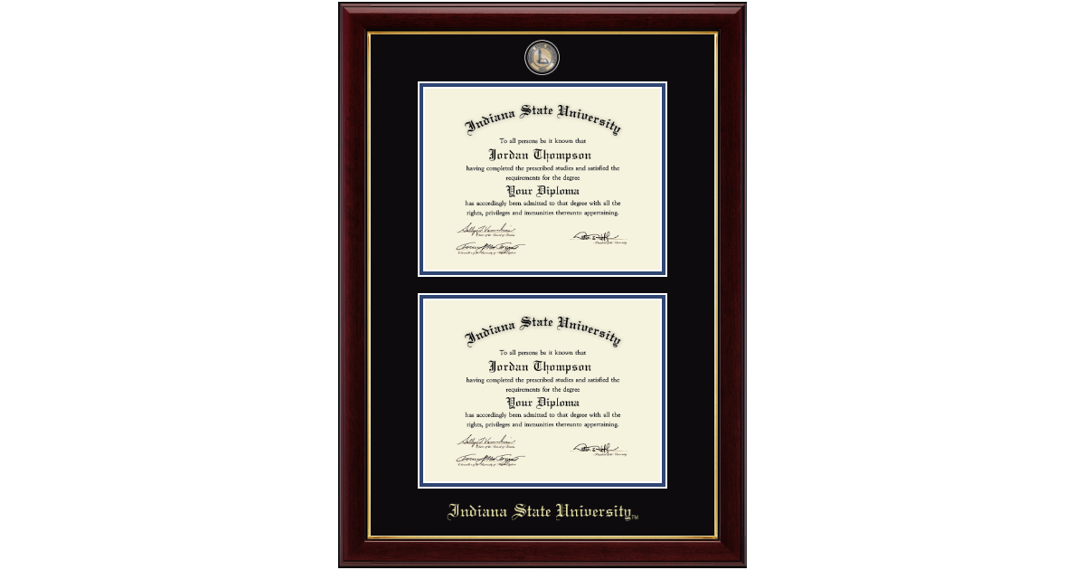 Masterpiece Medallion Double Diploma Frame in Gallery Indiana State ...