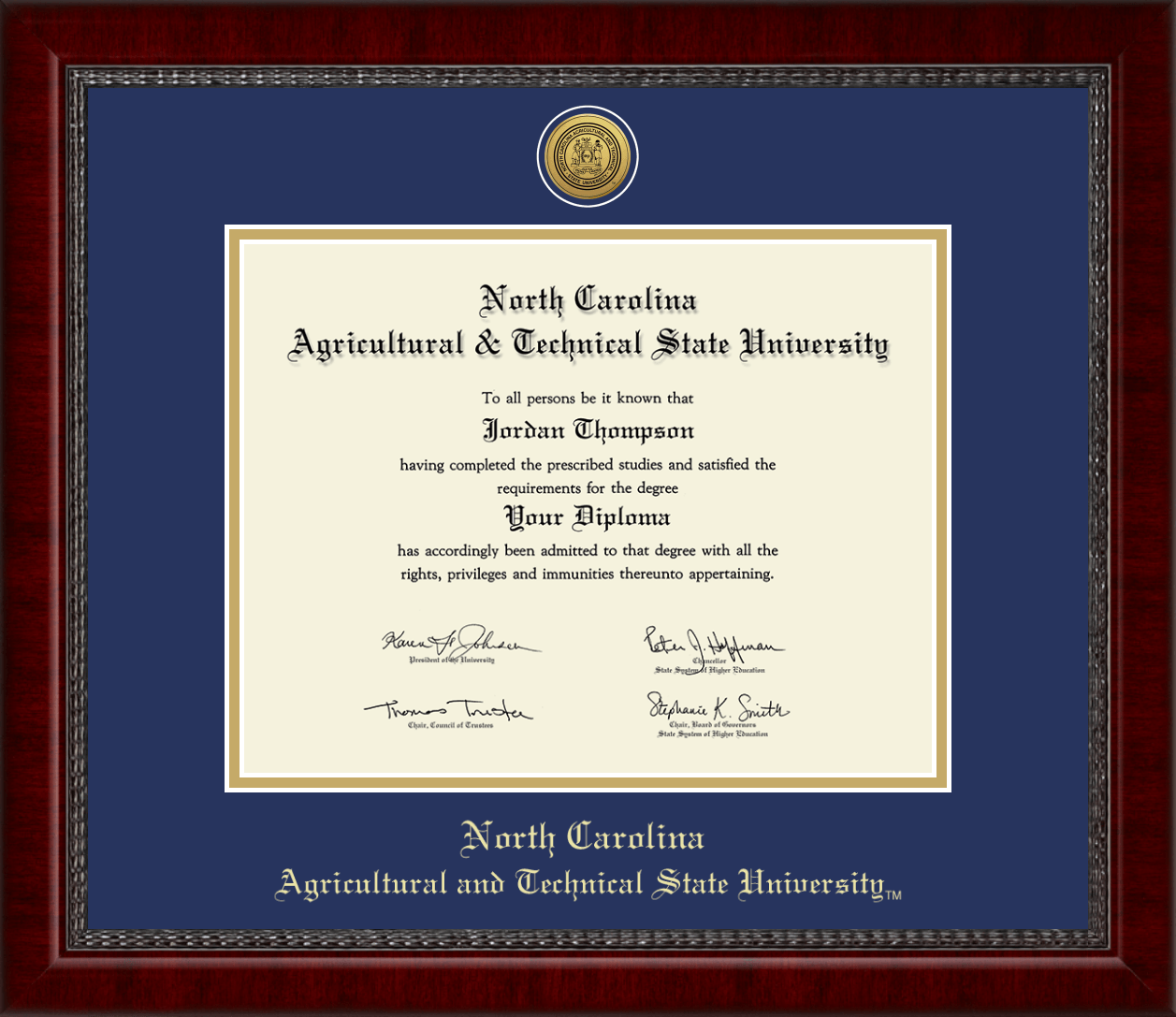 North Carolina A&T State University Gold Engraved Medallion Diploma ...