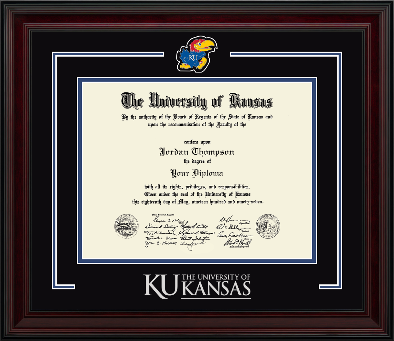 The University of Kansas JayHawk Spirit Medallion Diploma Frame in ...