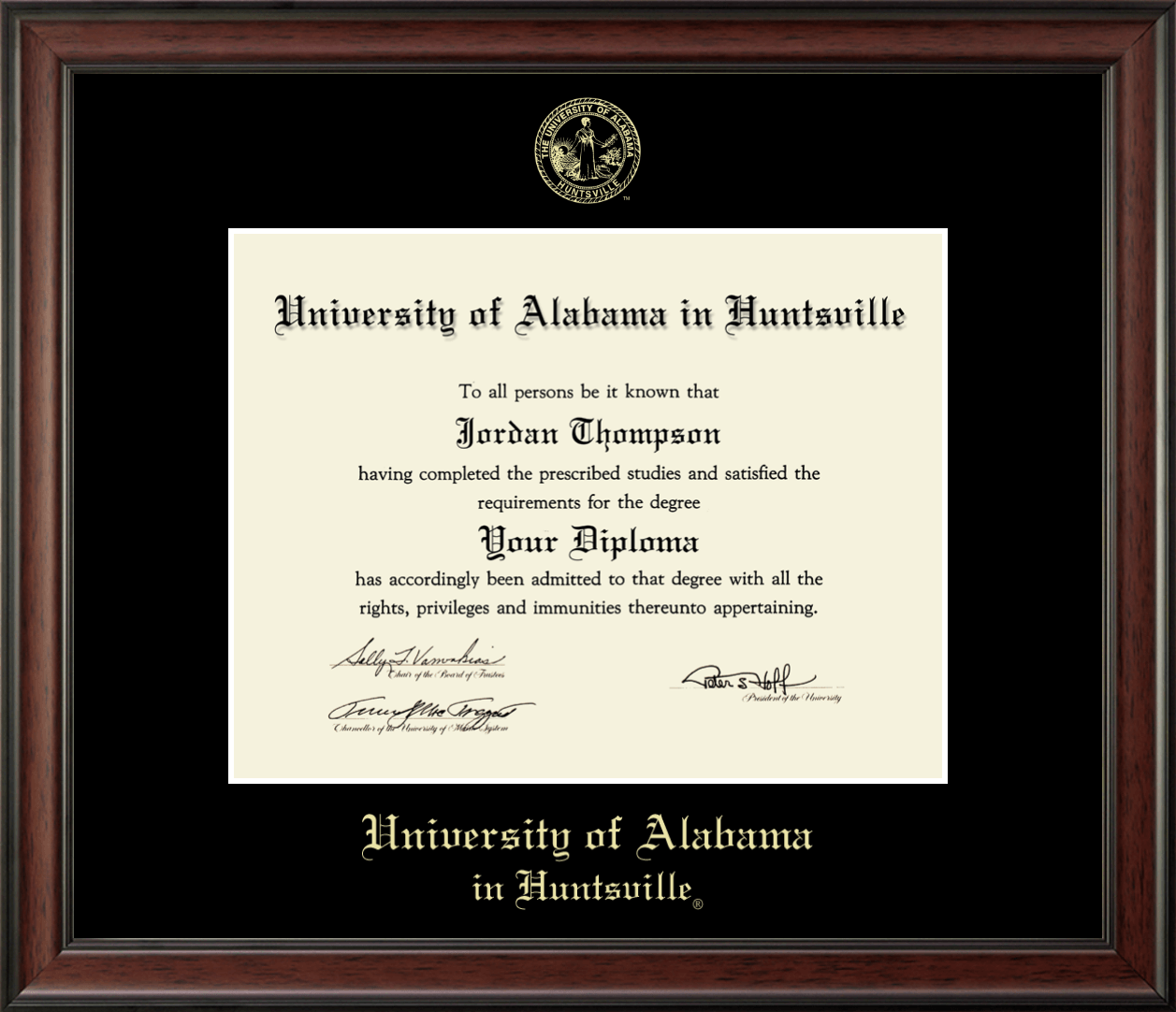 The University of Alabama Huntsville Gold Embossed Diploma Frame in ...