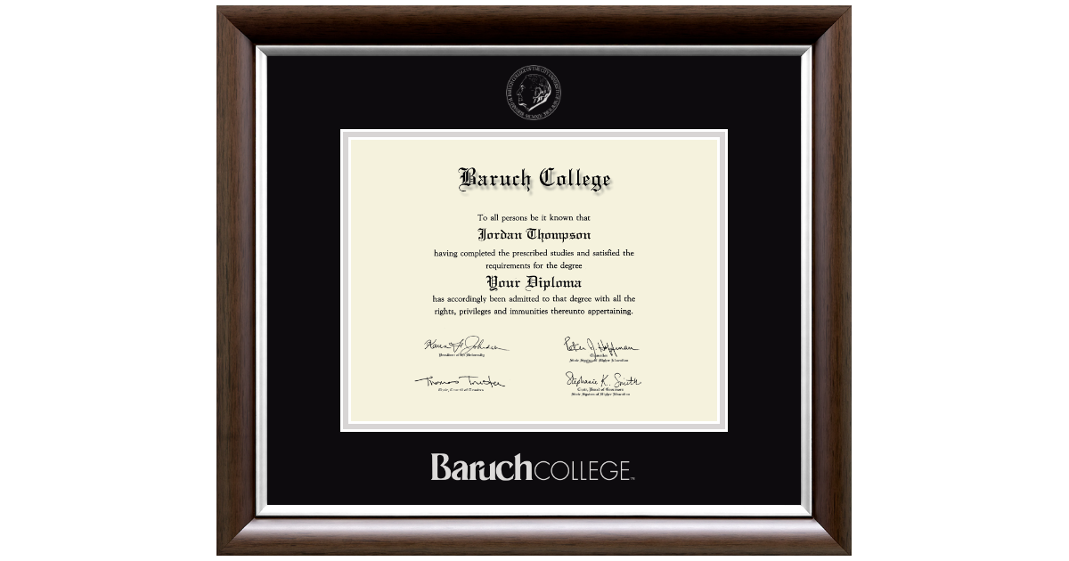 Silver Embossed Diploma Frame in Devonshire Baruch College - Item #337512