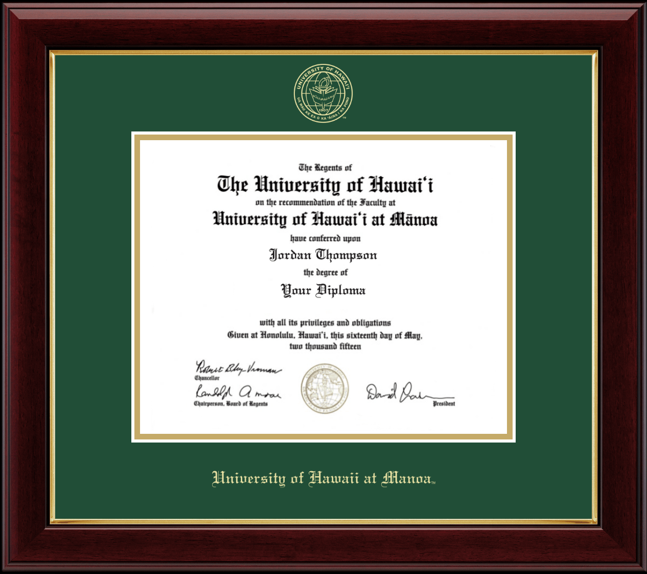 University of Hawaii at Manoa Gold Embossed Diploma Frame in Gallery ...