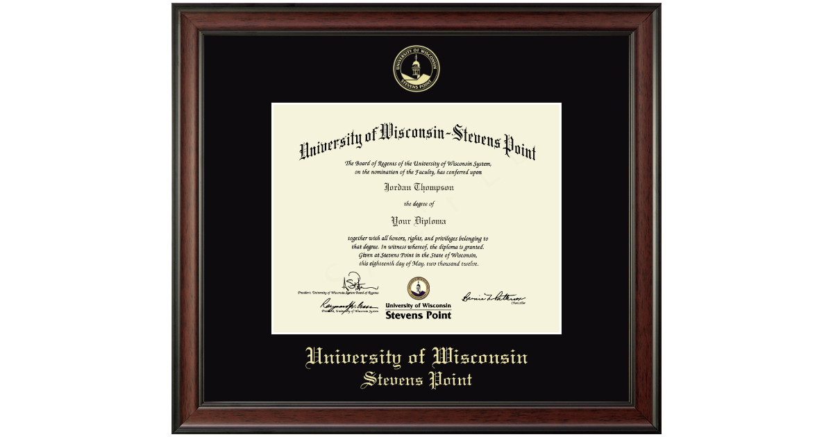 Gold Embossed Diploma Frame in Studio University of Wisconsin Stevens ...