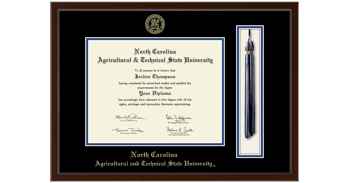 Tassel & Cord Diploma Frame in Delta North Carolina A&T State ...