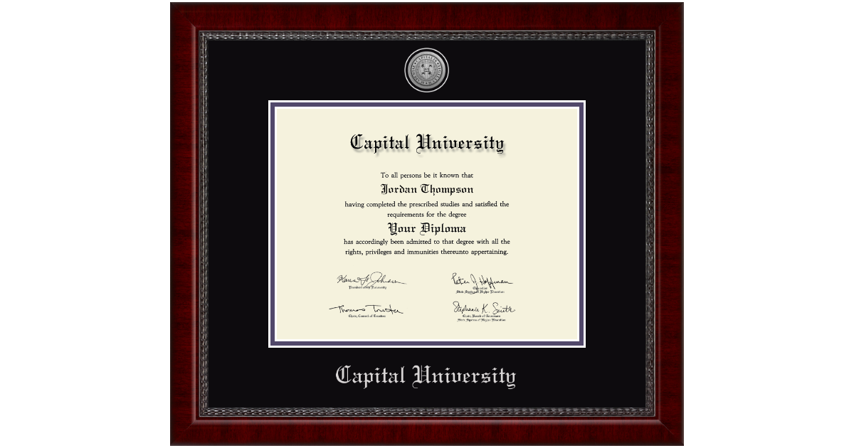 Silver Engraved Medallion Diploma Frame in Sutton Capital University - Item #340284