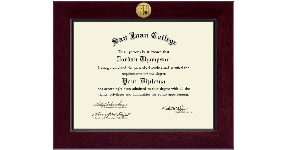 Century Gold Engraved Diploma Frame in Cordova San Juan College - Item ...