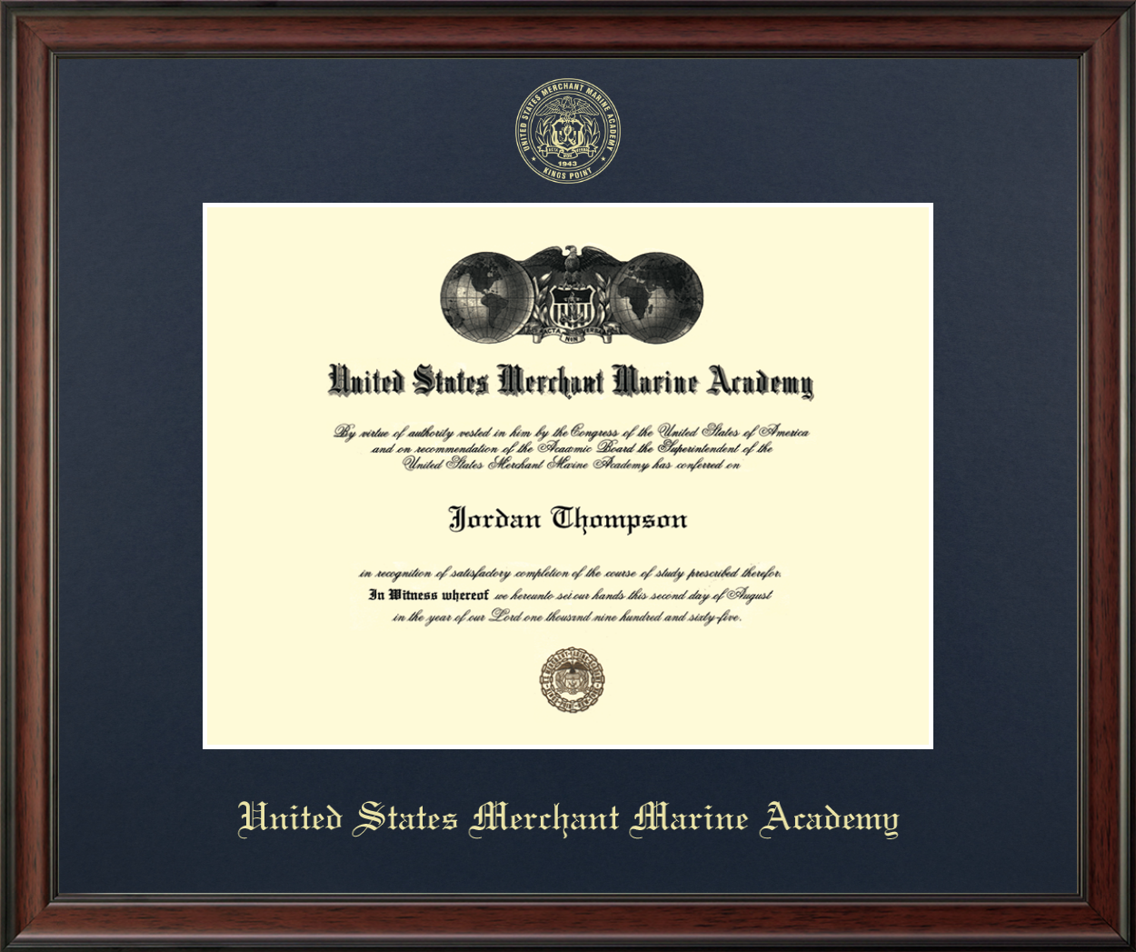 United States Merchant Marine Academy Gold Embossed Diploma Frame in ...