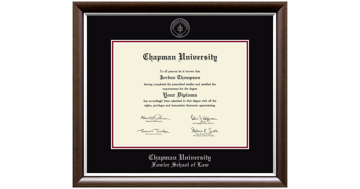 Silver Embossed Diploma Frame in Devonshire Chapman University - Item ...