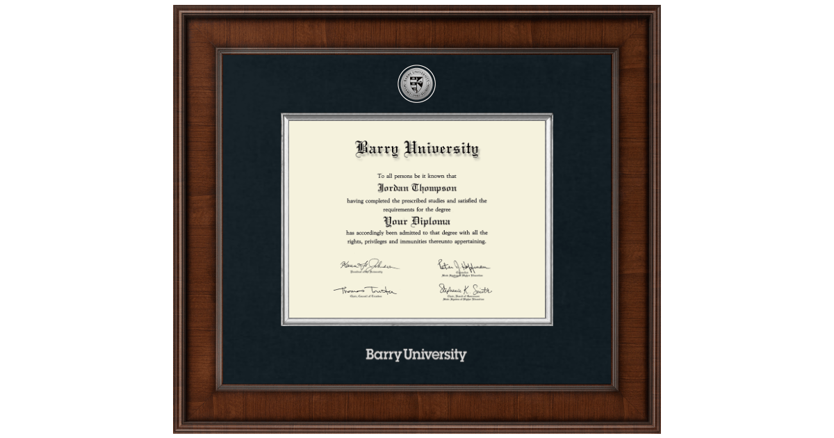 Presidential Silver Engraved Diploma Frame in Madison Barry University ...