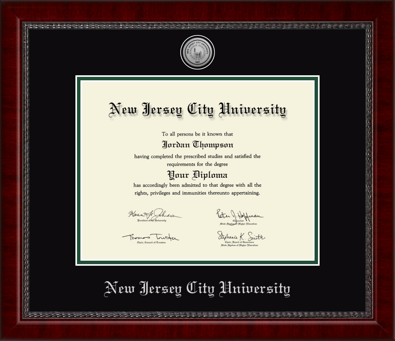 New Jersey City University Silver Engraved Medallion Diploma Frame in ...