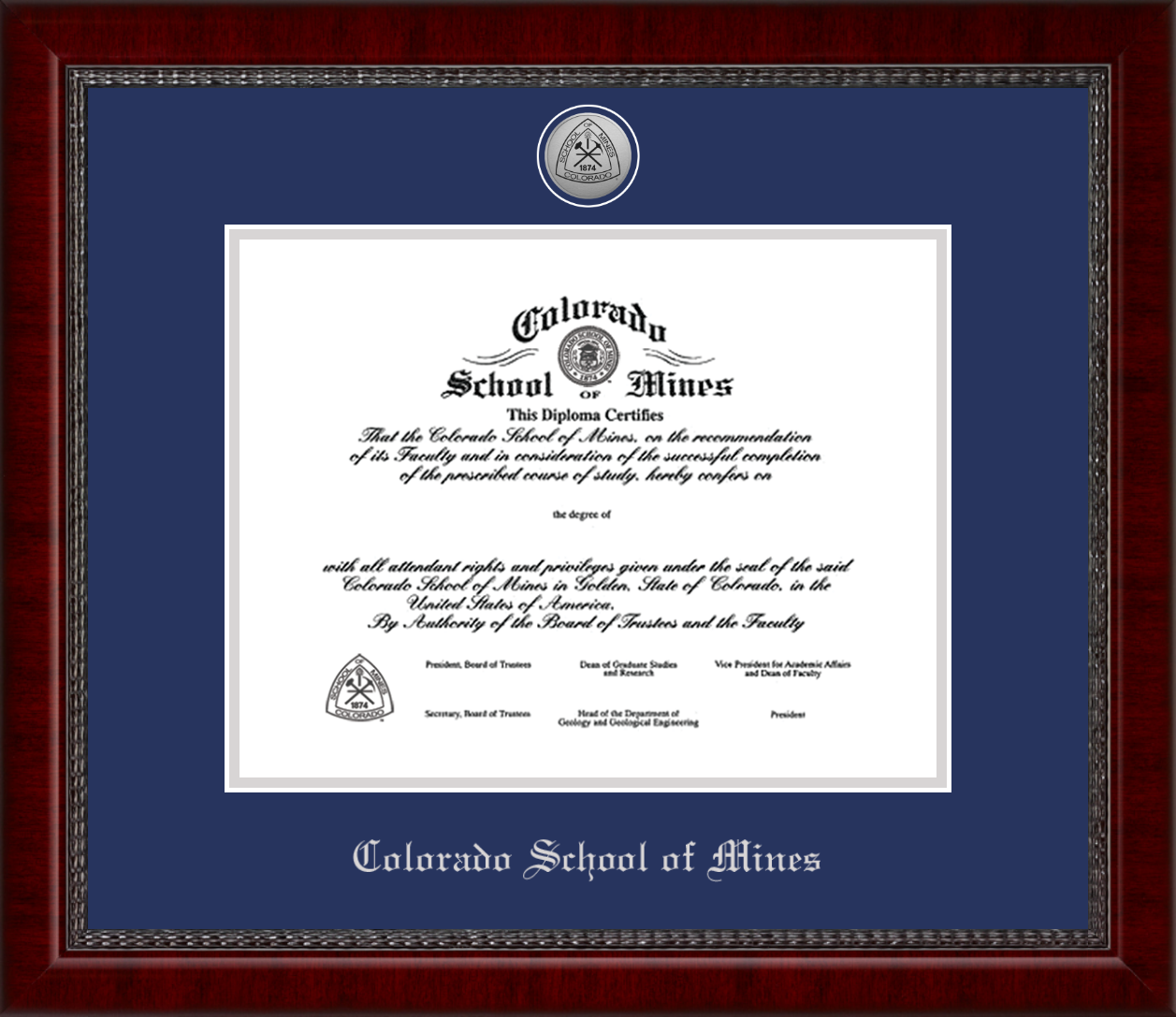 Colorado School of Mines Silver Engraved Medallion Diploma Frame in ...