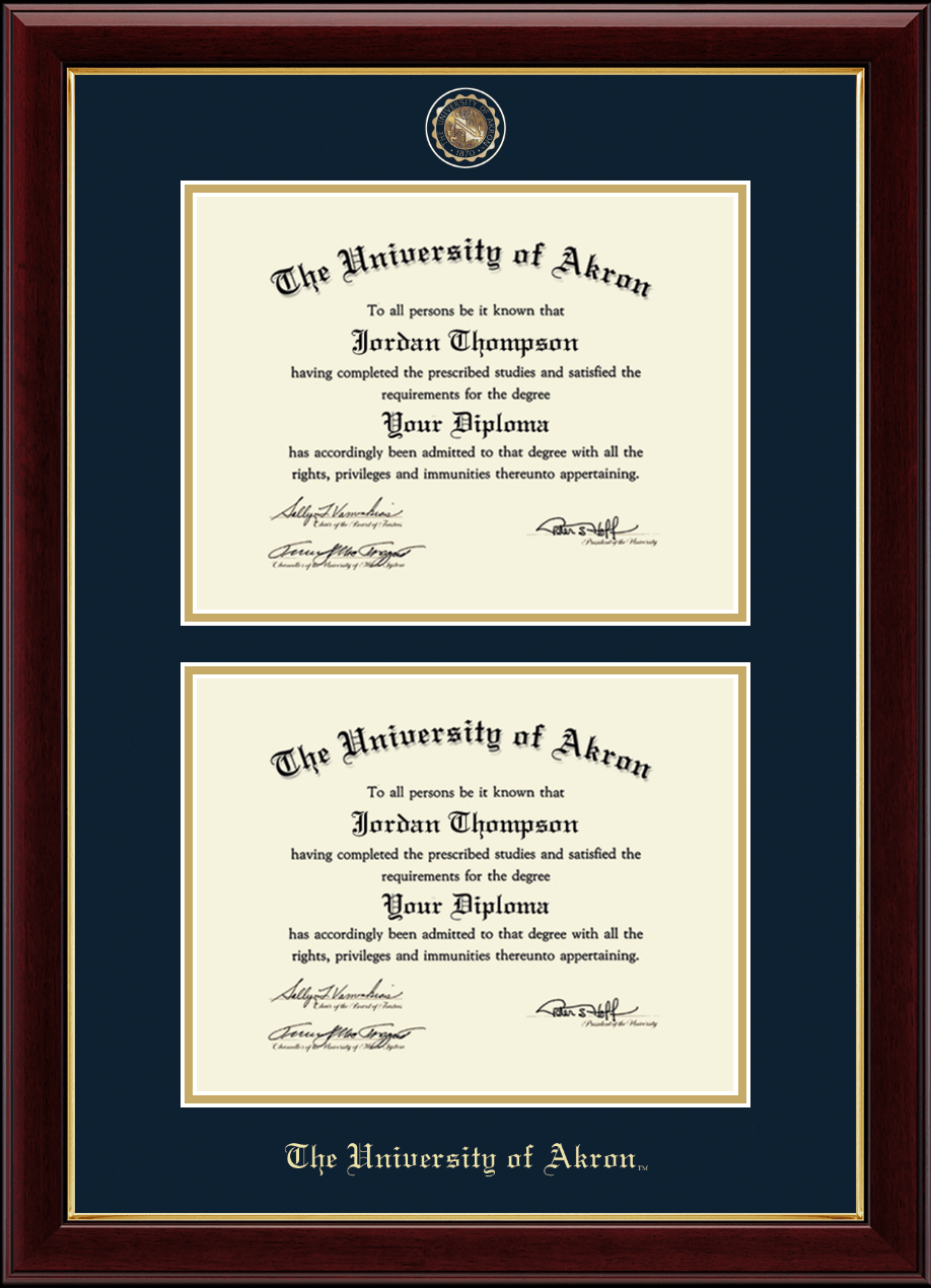 The University of Akron Masterpiece Medallion Double Diploma Frame in ...