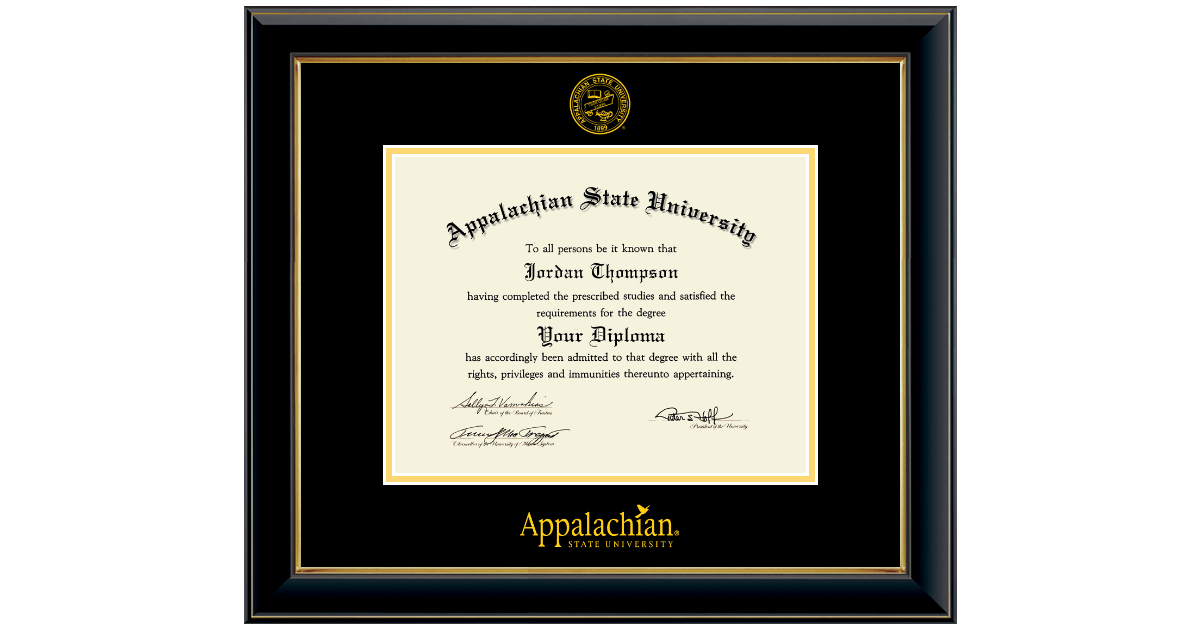Yellow Embossed Diploma Frame in Onyx Gold Appalachian State University ...