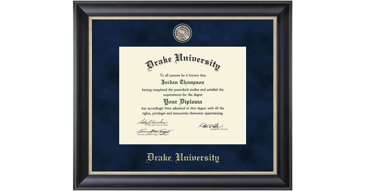 Regal Edition Diploma Frame in Noir Drake University - Item #341659