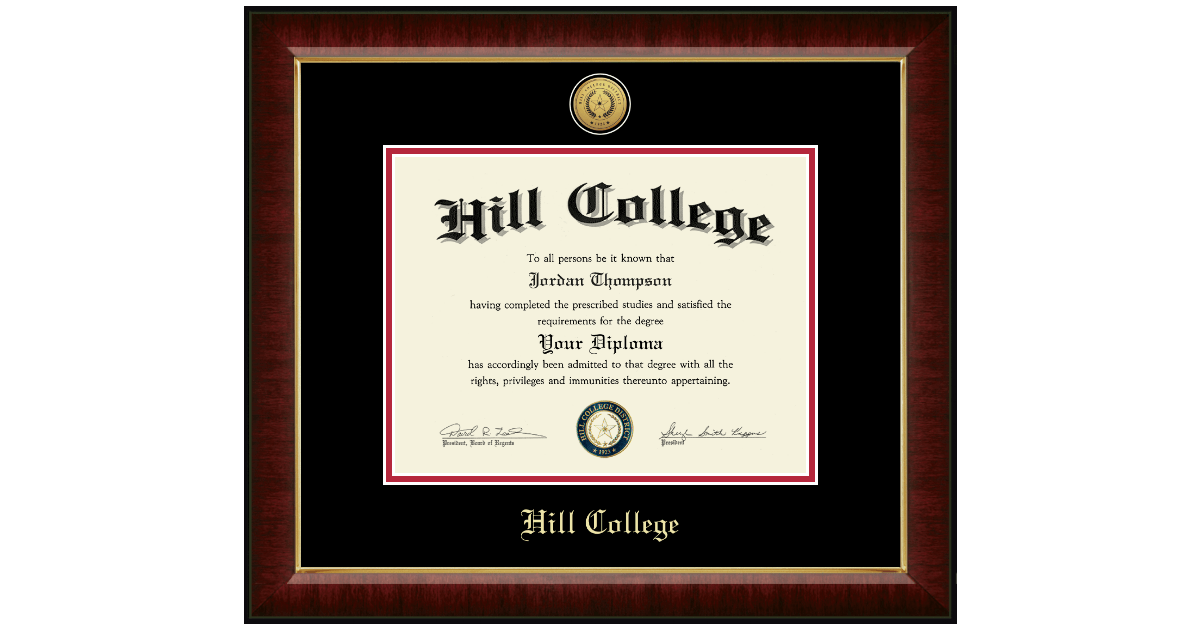 Gold Engraved Medallion Diploma Frame in Murano Hill College - Item #342270