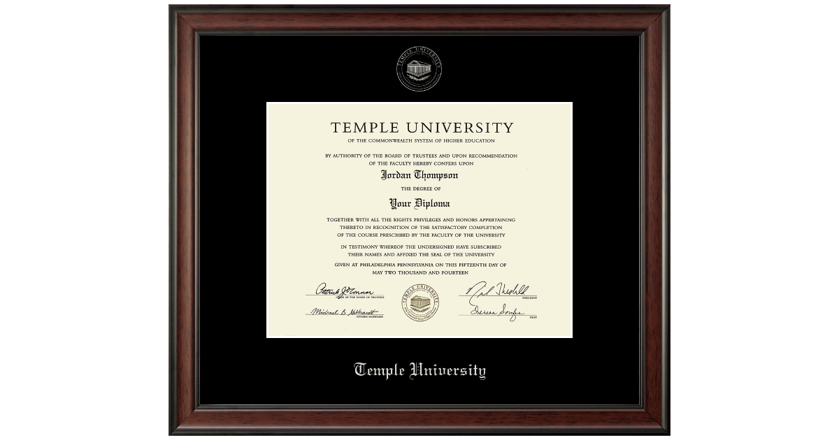 Silver Embossed Diploma Frame in Studio Temple University - Item #342335