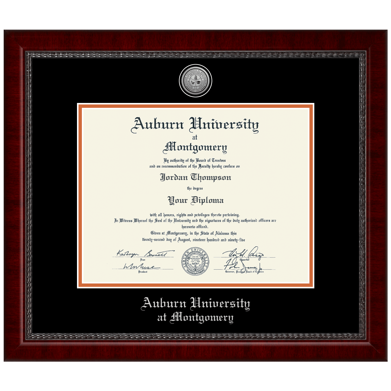 Silver Engraved Medallion Diploma Frame in Sutton Auburn University ...