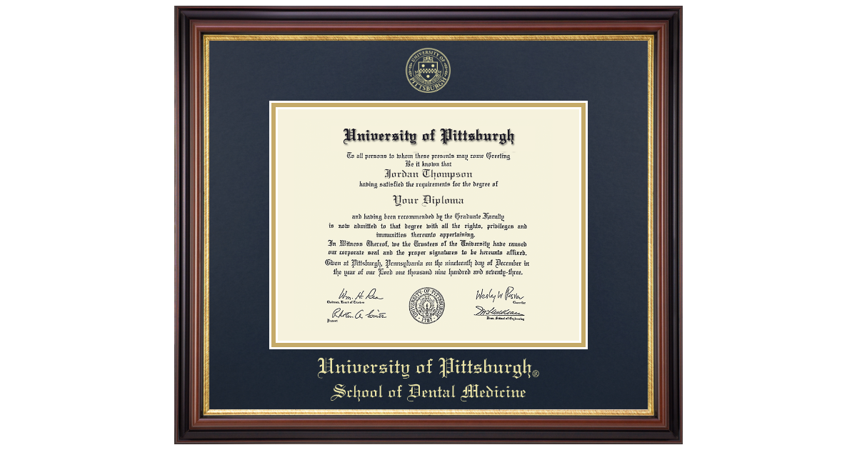 Gold Embossed Diploma Frame in Regency Gold University of Pittsburgh ...