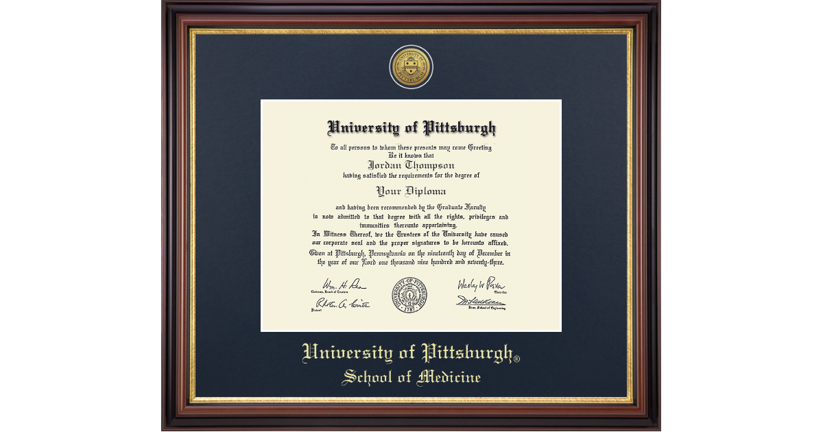 Gold Engraved Medallion Diploma Frame in Regency Gold University of ...