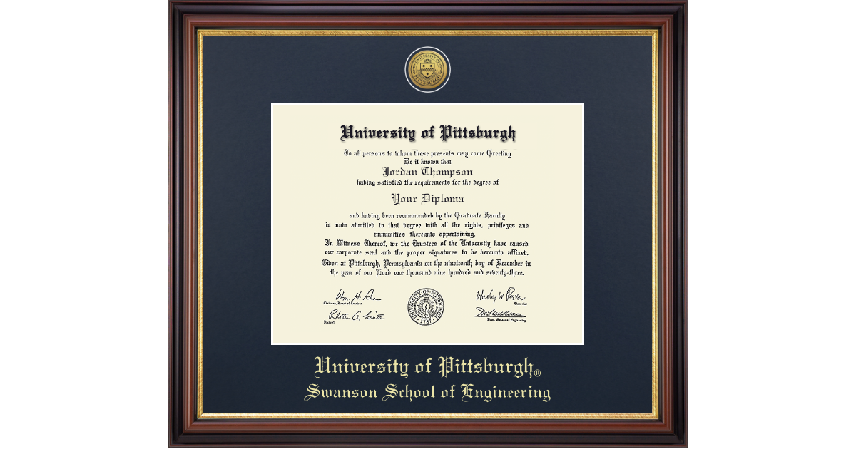 Gold Engraved Medallion Diploma Frame in Regency Gold University of ...