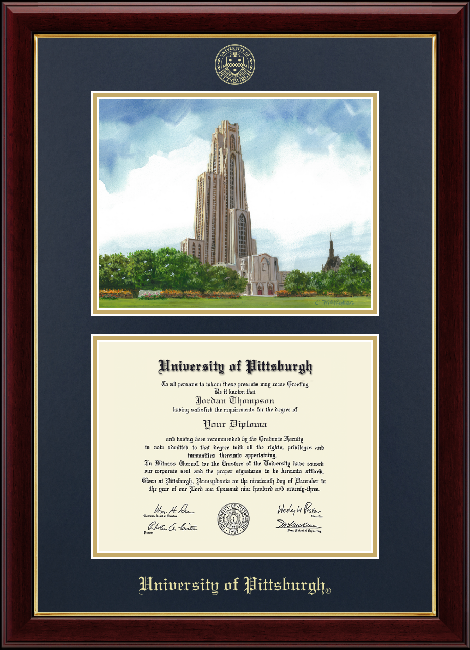 University of Pittsburgh Campus Scene Diploma Frame in Gallery - Item ...