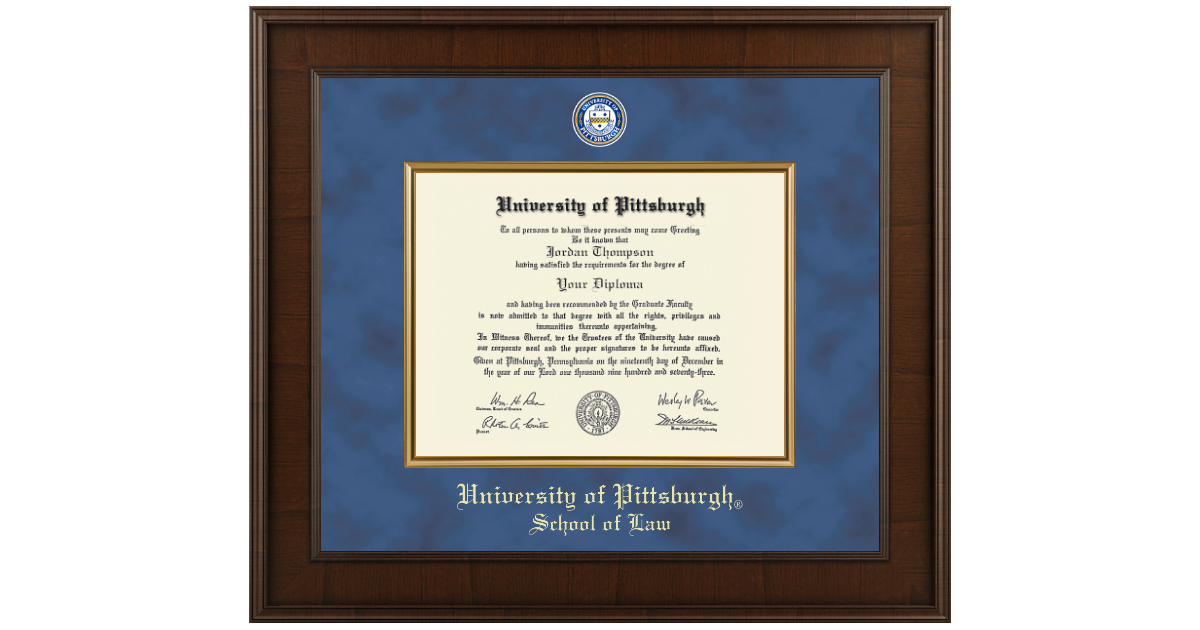 PITT School of Law Diploma Frames | Church Hill Classics