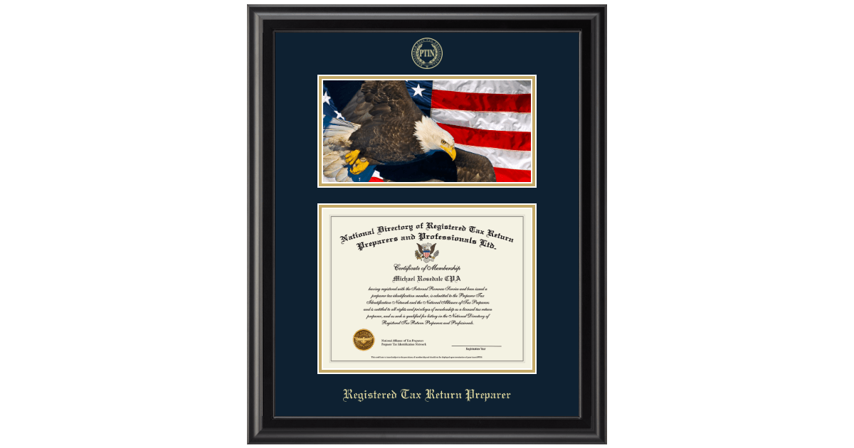 Registered PTIN Tax Professional Campus Scene Certificate Frame in ...
