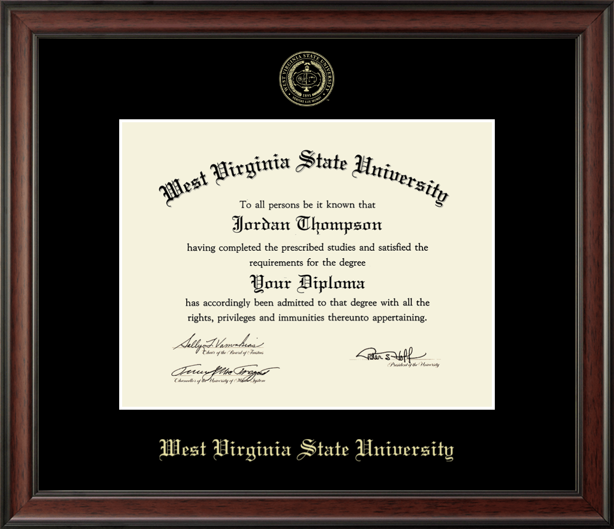 West Virginia State University Gold Embossed Diploma Frame in Studio ...