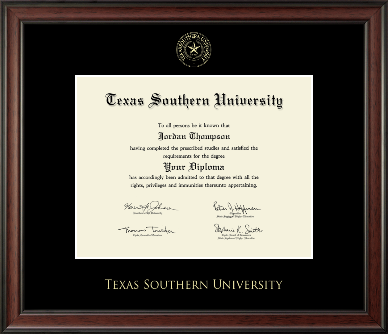 Texas Southern University Gold Embossed Diploma Frame in Studio - Item ...