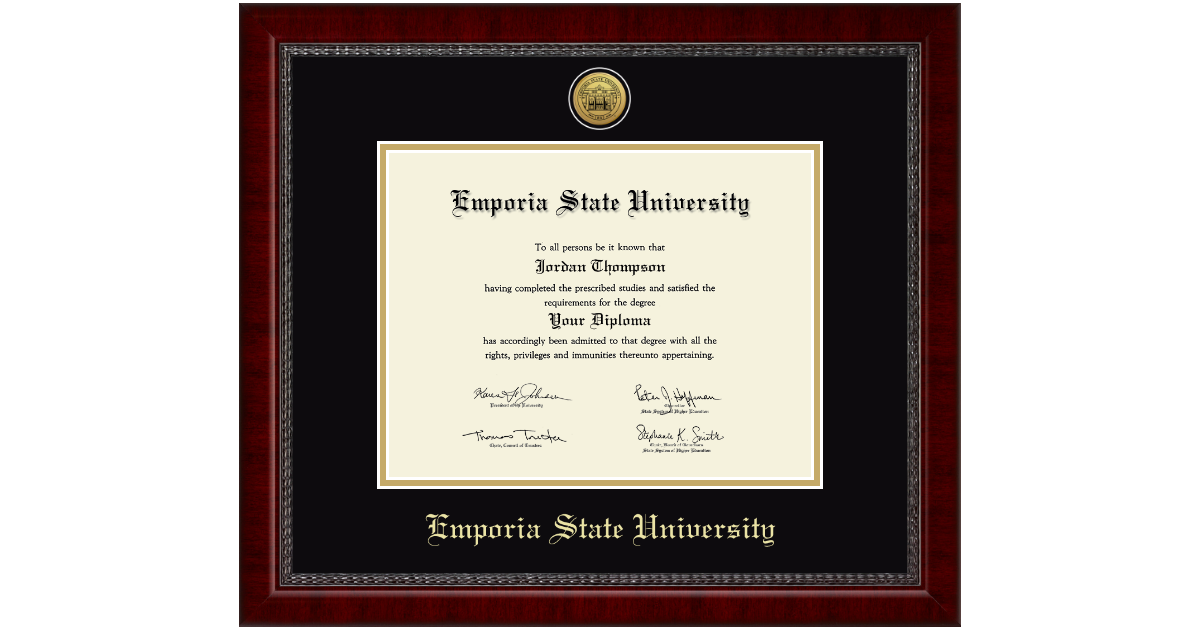 Gold Engraved Medallion Diploma Frame in Sutton Emporia State University - Item #343503 from ...