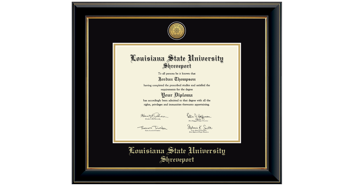 Gold Engraved Medallion Diploma Frame in Onyx Gold Louisiana State ...