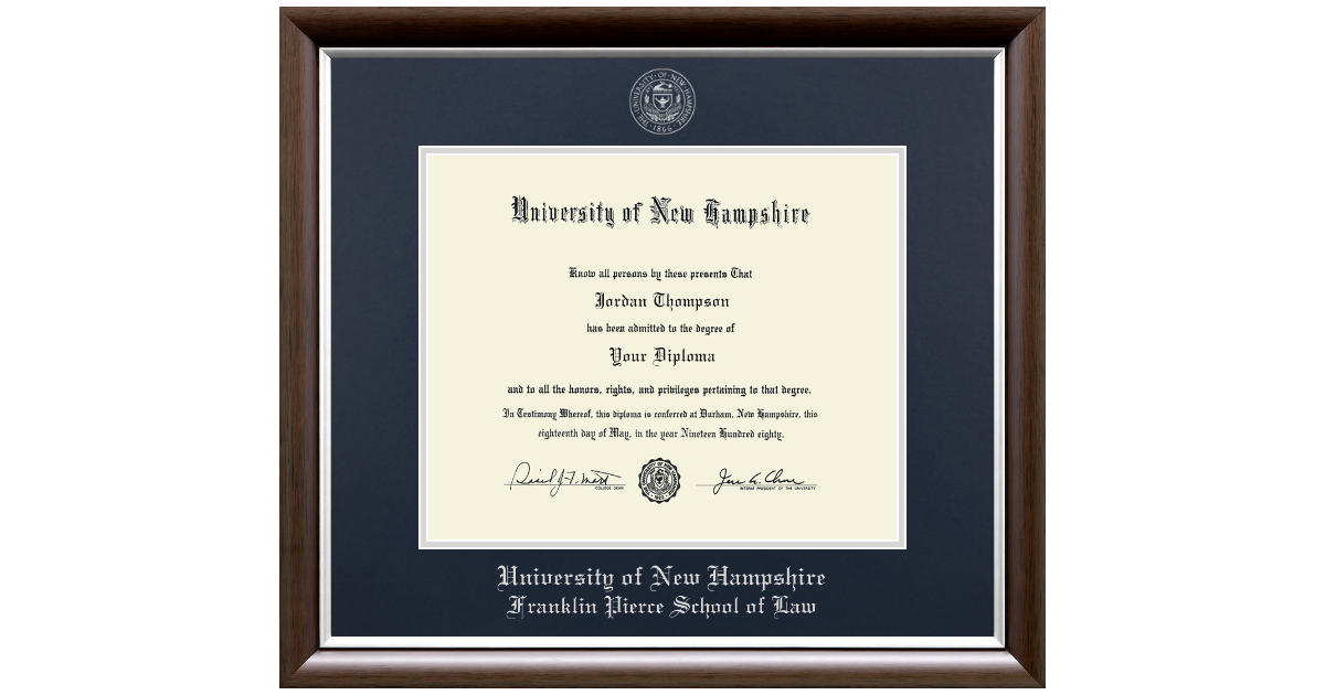 Silver Embossed Diploma Frame in Devonshire University of New Hampshire ...