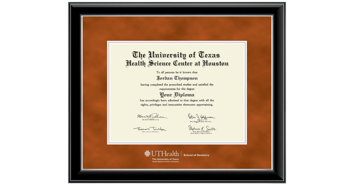 Texas Health Science Center at Houston School of Dentistry Diploma Frames
