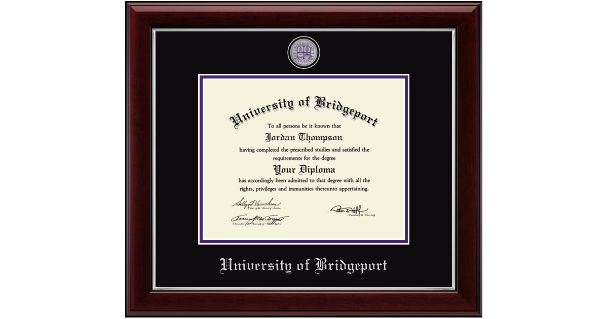 Masterpiece Medallion Diploma Frame in Gallery Silver University of Bridgeport - Item #345604