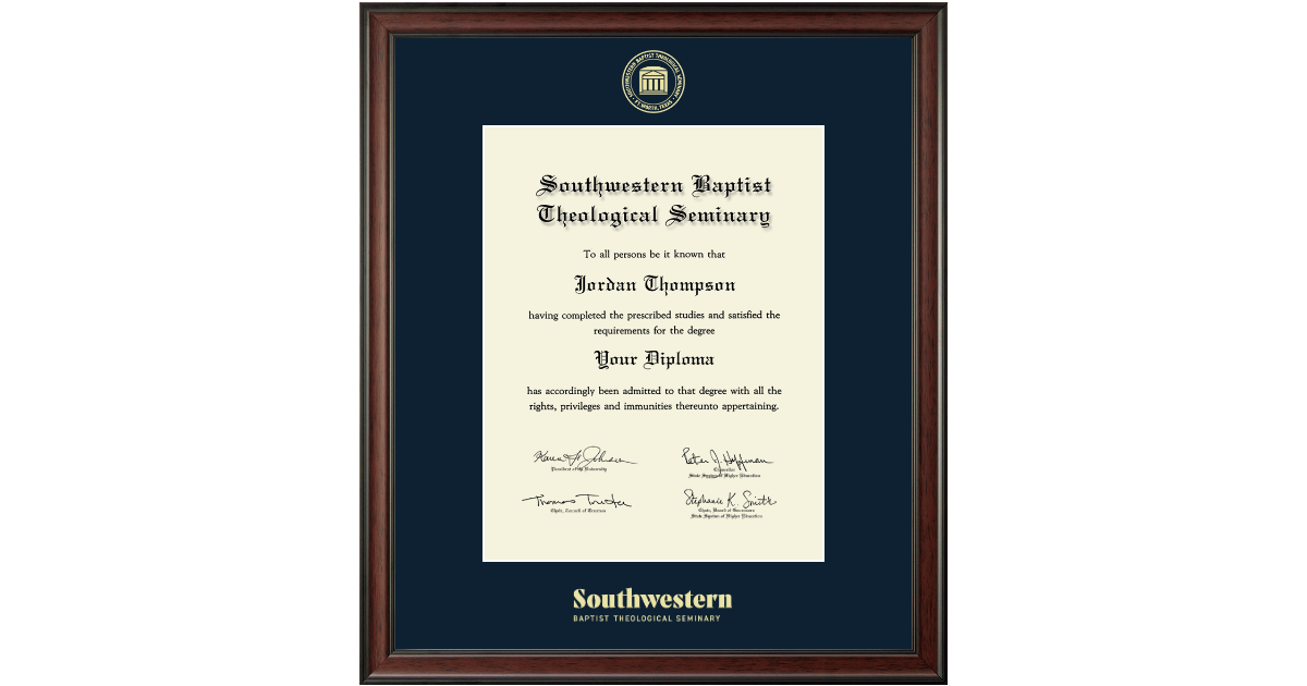 Gold Embossed Diploma Frame in Studio Southwestern Baptist Theological ...