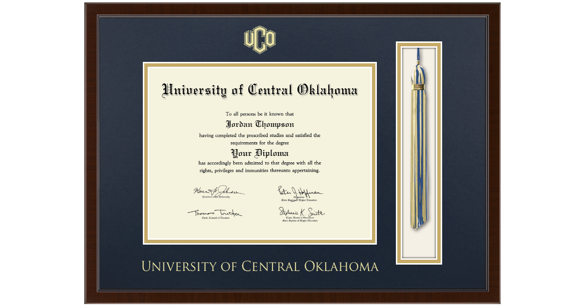 Tassel & Cord Diploma Frame in Delta University of Central Oklahoma ...