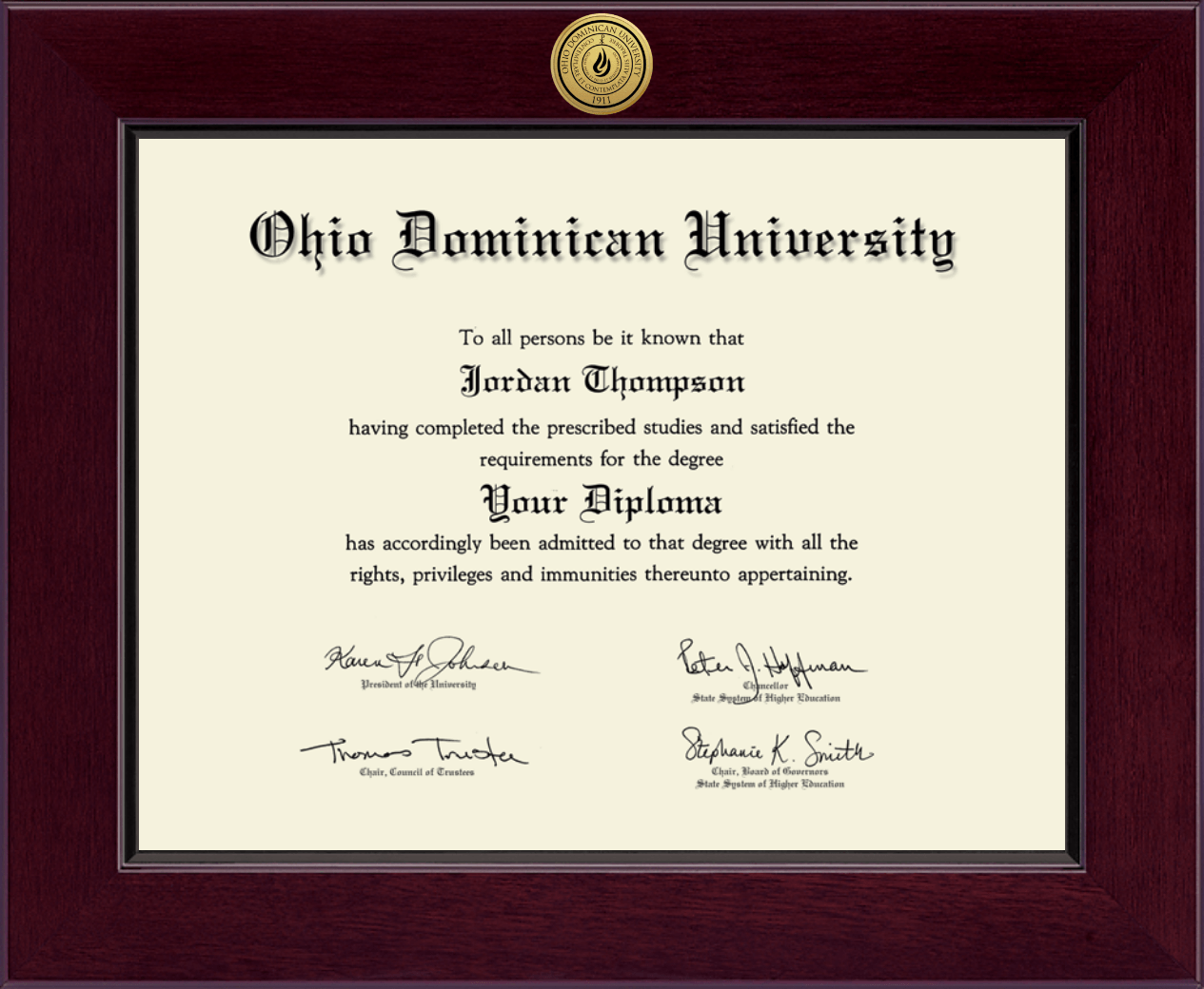 Ohio Dominican University Century Gold Engraved Diploma Frame in ...
