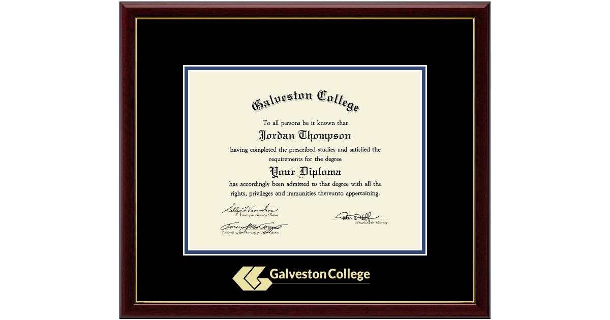 Gold Embossed Diploma Frame in Galleria Galveston College - Item #346145