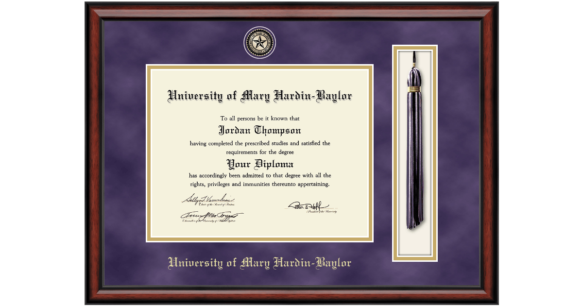 Tassel & Cord Diploma Frame in Southport University of Mary Hardin ...