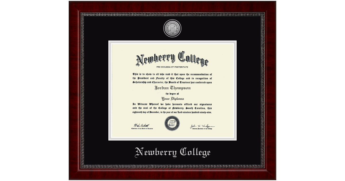 Silver Engraved Medallion Diploma Frame in Sutton Newberry College - Item #347912