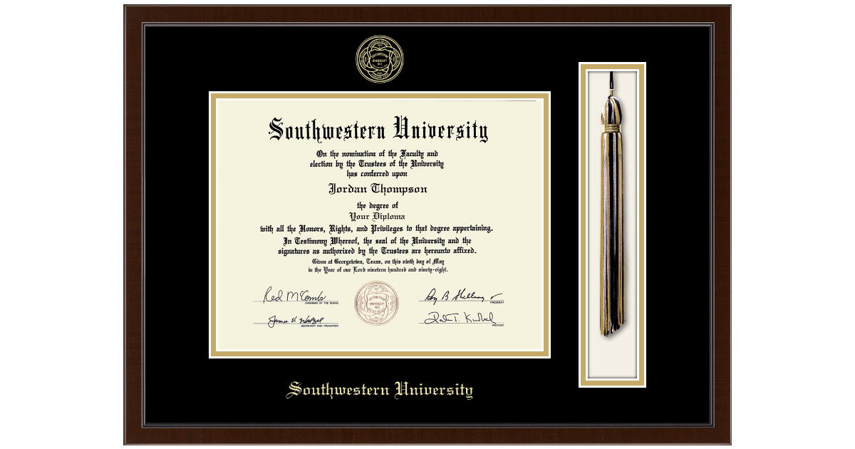 Tassel & Cord Diploma Frame in Delta Southwestern University - Item ... Tassel & Cord Diploma Frame in Delta Southwestern University - Item ...