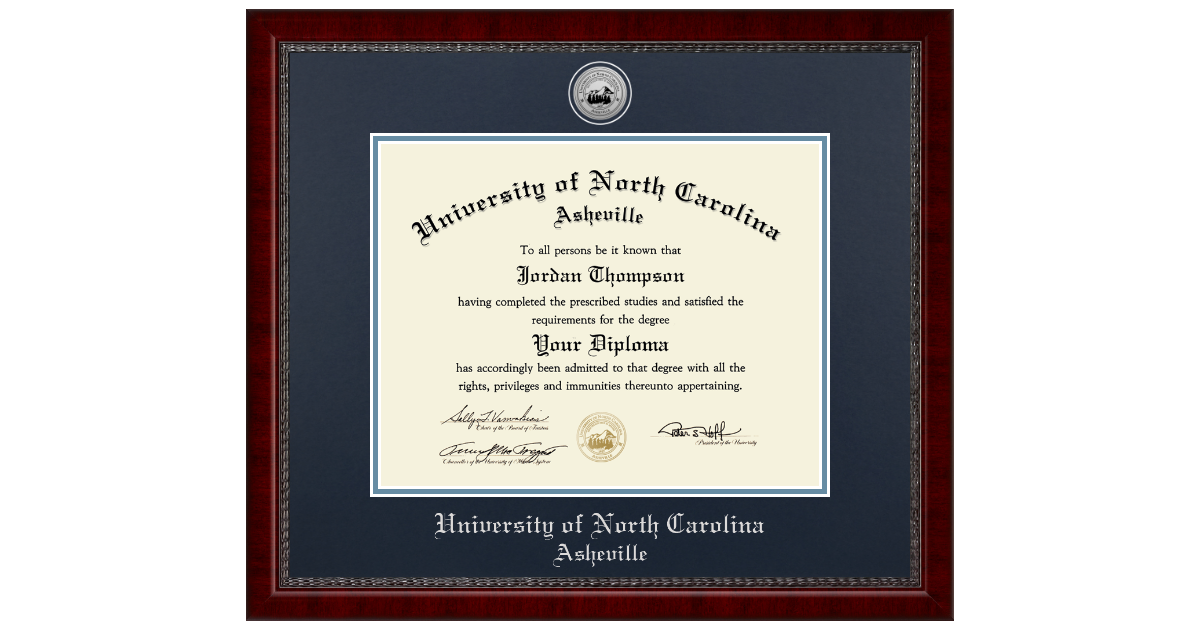 Silver Engraved Medallion Diploma Frame in Sutton University of North Carolina Asheville - Item ...