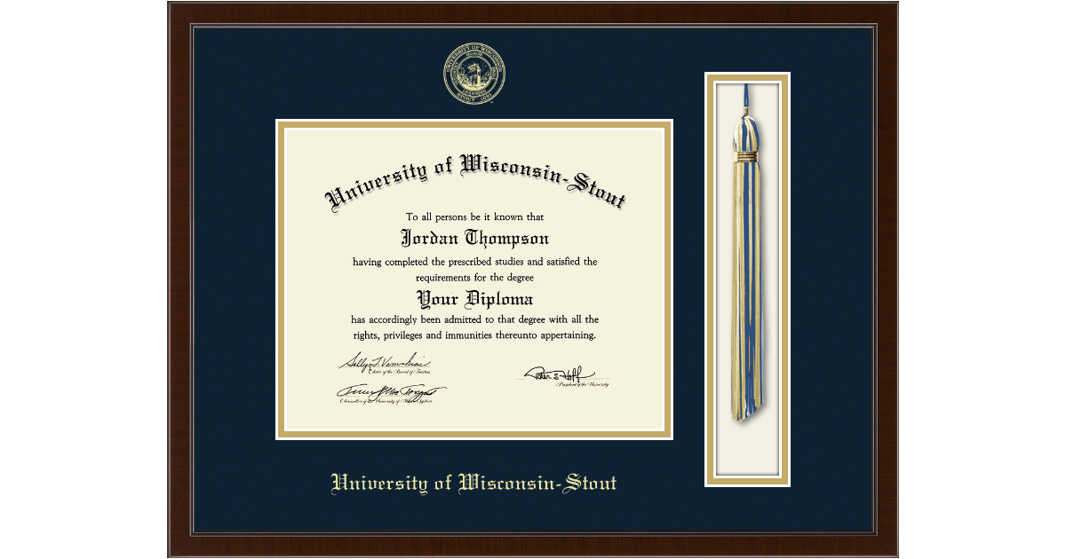 Tassel & Cord Diploma Frame in Delta University of Wisconsin-Stout ...