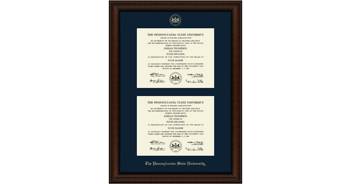Double Diploma Frame in Lenox Pennsylvania State University - Item ...
