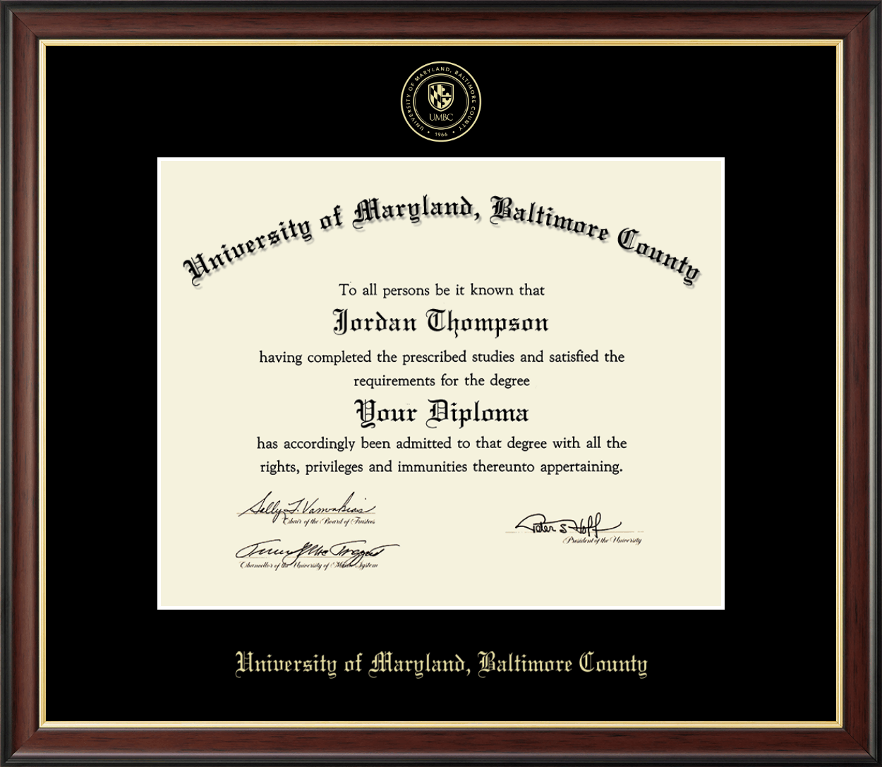 University of Maryland, Baltimore County Gold Embossed Diploma Frame in ...