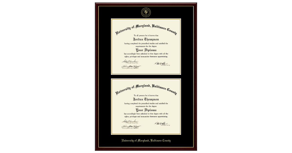 Double Diploma Frame in Galleria University of Maryland, Baltimore ...