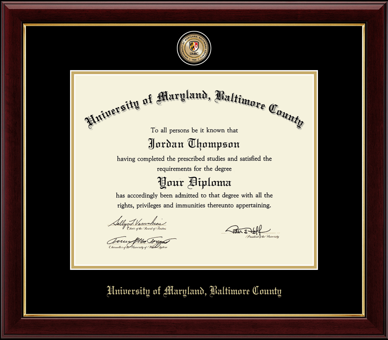University of Maryland, Baltimore County Masterpiece Medallion Diploma ...