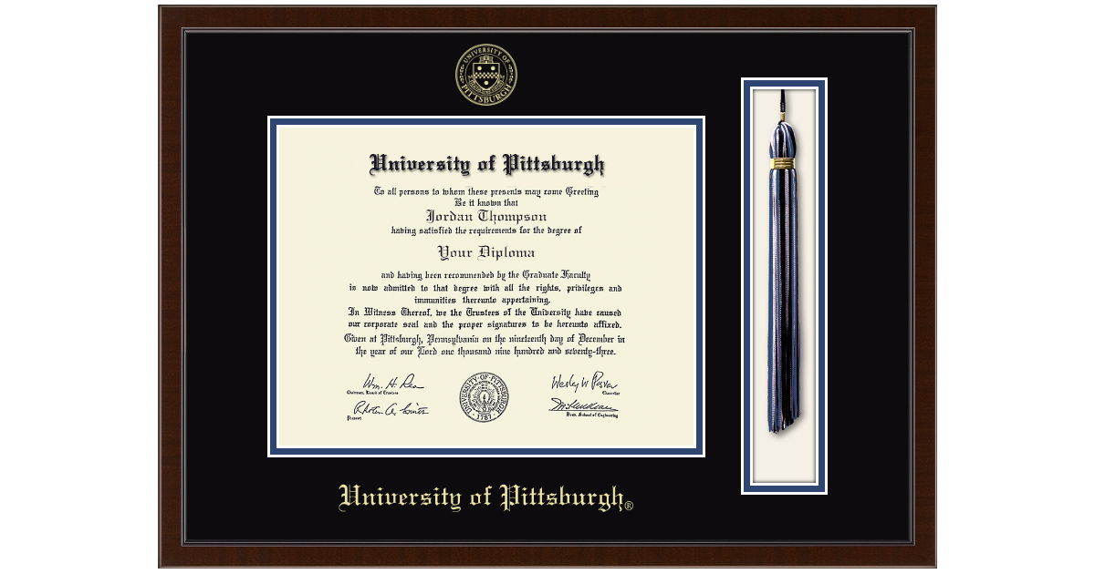 Tassel & Cord Diploma Frame in Delta University of Pittsburgh at ...