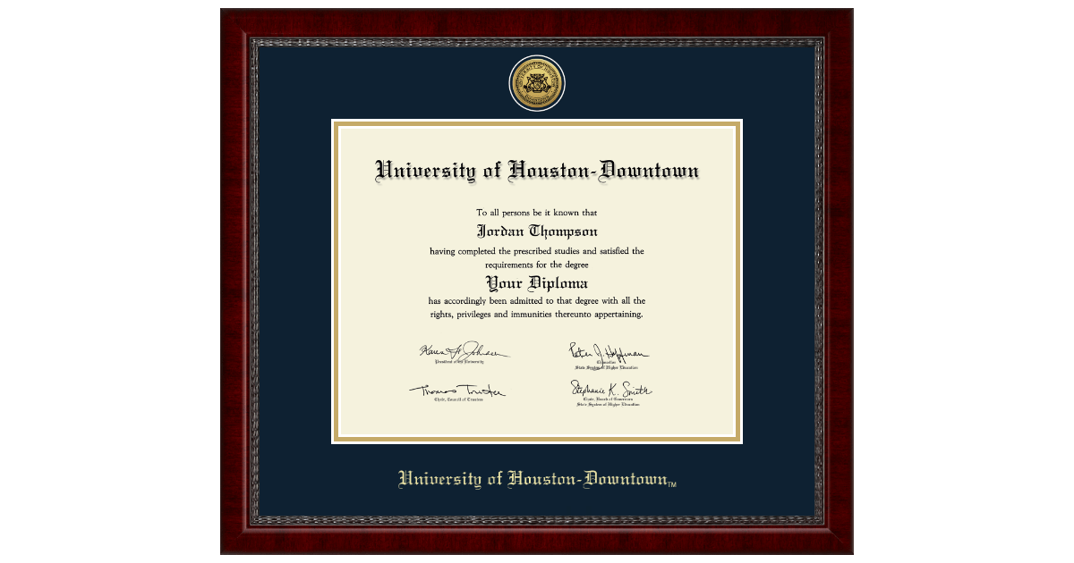 Gold Engraved Medallion Diploma Frame in Sutton University of Houston ...
